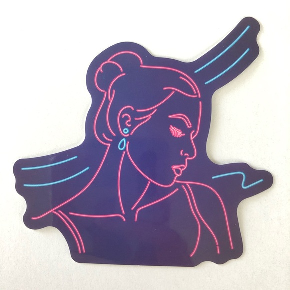 Accessories | 110 Glossy Neon Lights Girl Outline Sticker | Poshmark